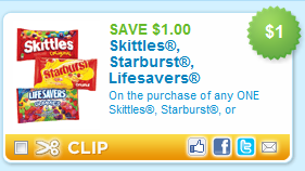 Skittles, Starburst or Lifesavers gummies coupon - A Thrifty Mom
