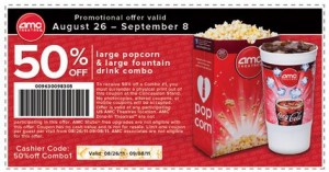 AMC large popcorn and drink combo 50% off - A Thrifty Mom