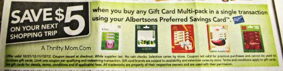 Gift Card Multi-pack Promo at Albertsons ~ I Wait all year for this ...