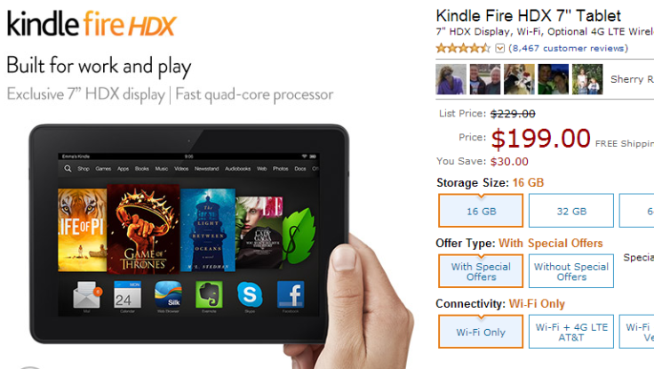 Kindle Fire HDX 7 in tablet under $200 - Best Price on Tablet - A ...