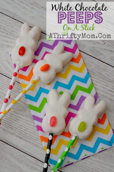 Peeps on a stick covered in white Chocolate ~ Easter Treat - A Thrifty ...