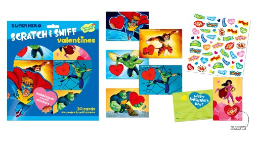 Superhero Scratch & Sniff Valentine Cards 30 pk for $6.99 with free ...