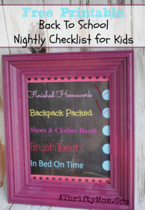 Back To School Nightly Checklist for Kids # Girls #FreePrintable – A ...