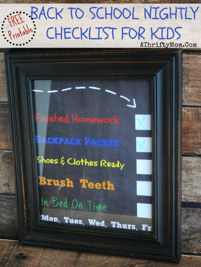 Boys Nightly Checklist ~ BACK TO SCHOOL NIGHTLY CHECKLIST FOR KIDS # ...