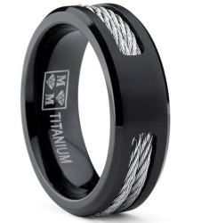 Manly Titanium and Steel cable wedding ring band – A Thrifty Mom