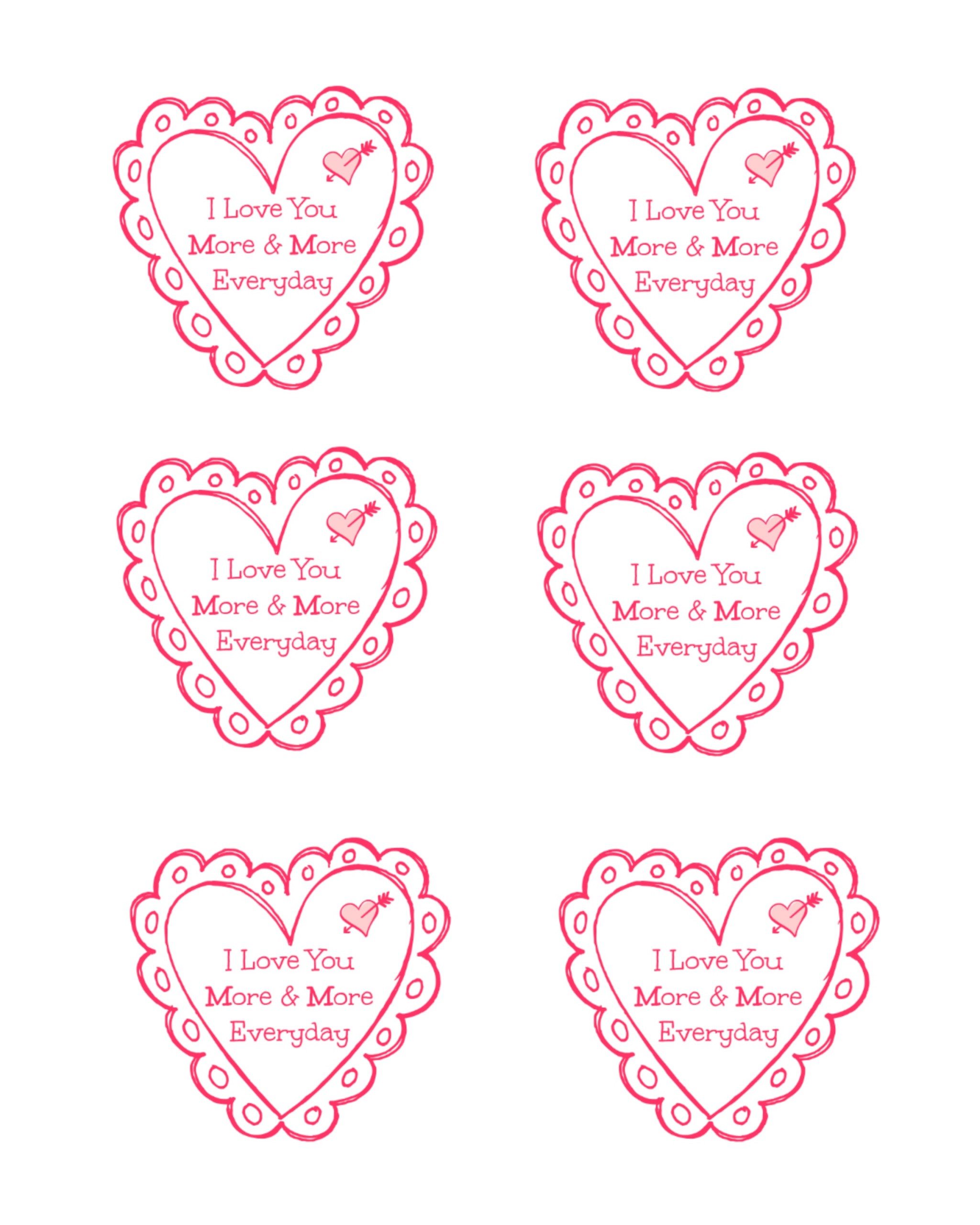 FREE Printable Valentines ~ I Love You More and More Everyday – A ...