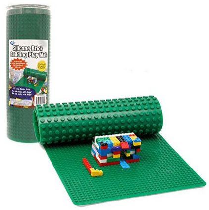 Brick Building Play Mat – Rollable, Two Sided Silicone Mat – Works with ...