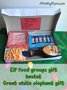 Elf 4 basic food groups gift basket, great white elephant gift – A ...