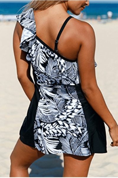 One Ruffle Shoulder Tankini Swimsuit – A Thrifty Mom