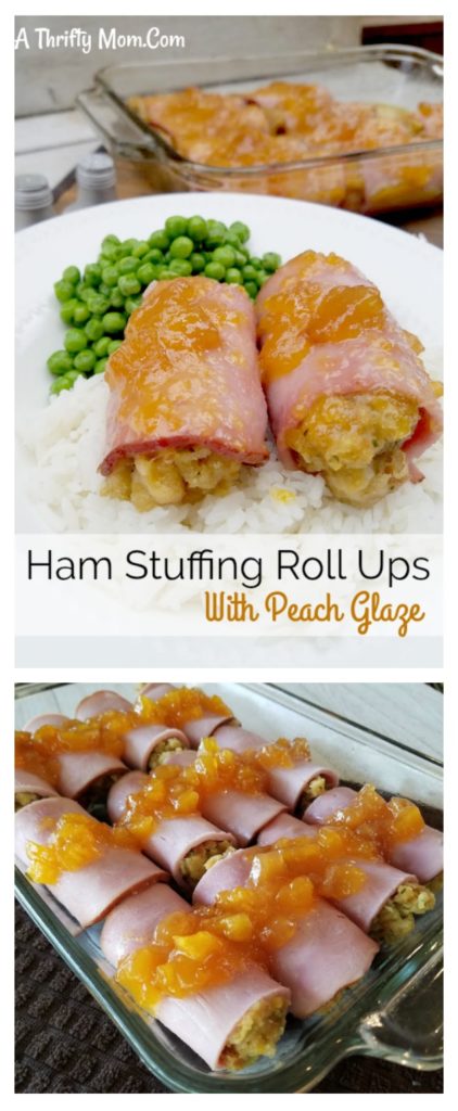Ham Stuffing Roll Ups With Peach Glaze