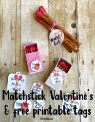 Matchstick Valentines, free printable tags – A Thrifty Mom