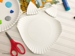 Paper plate cat face craft for kids – A Thrifty Mom