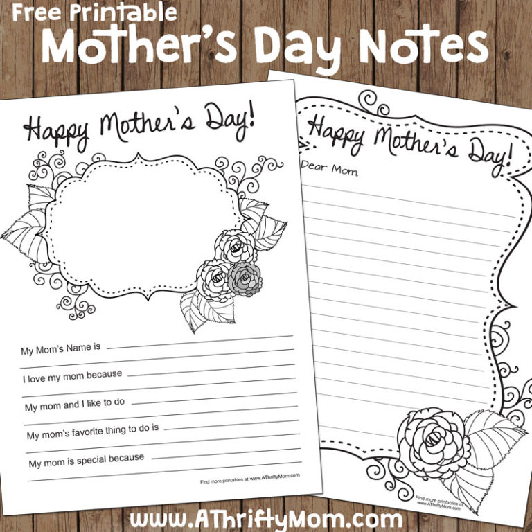 Printable Mother’s day note – A Thrifty Mom