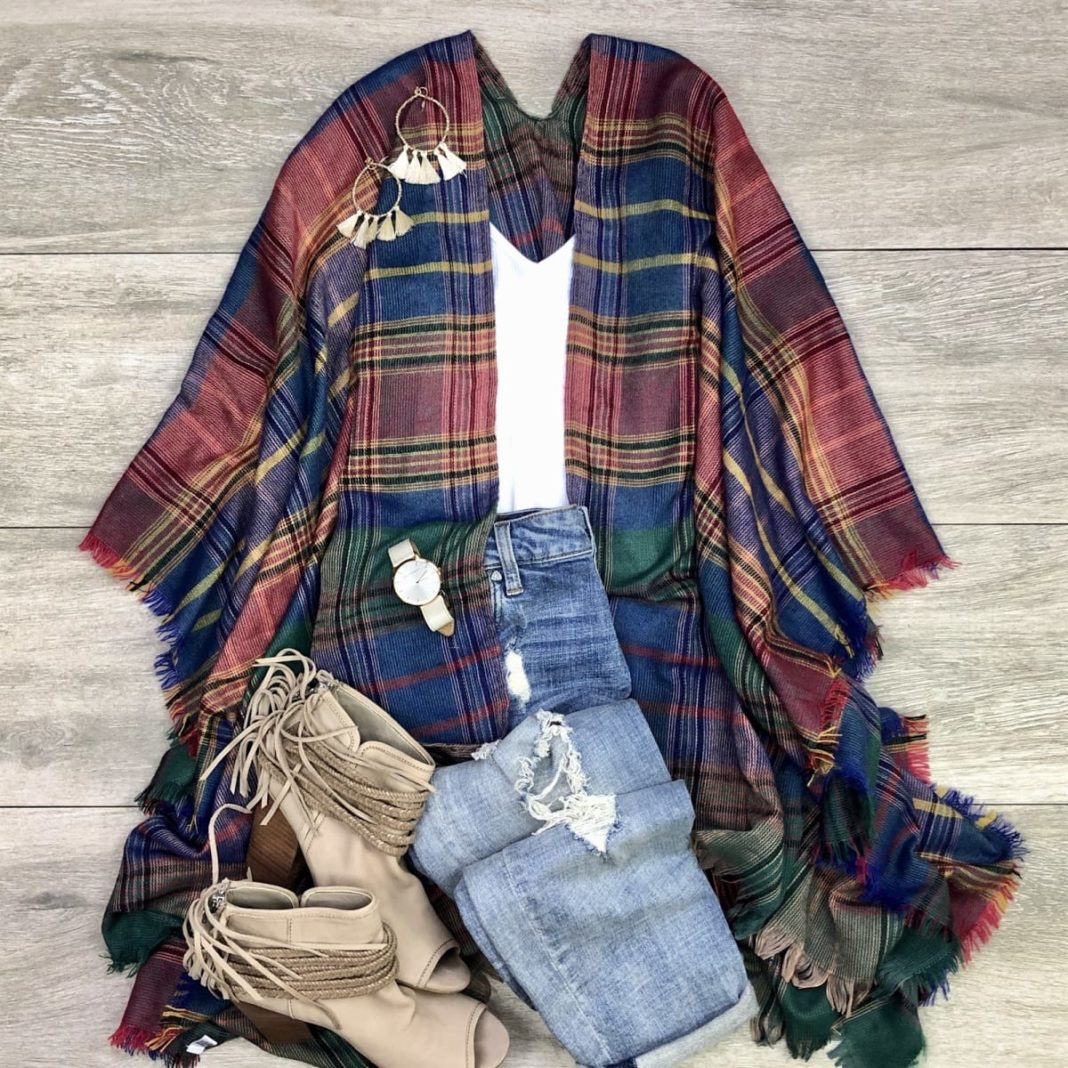 Boho plaid ruana – A Thrifty Mom