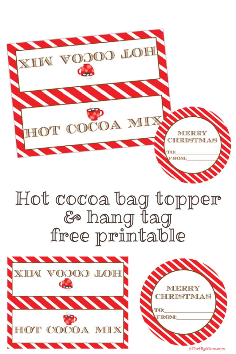 Hot cocoa bag topper and gift tag free printable - A Thrifty Mom