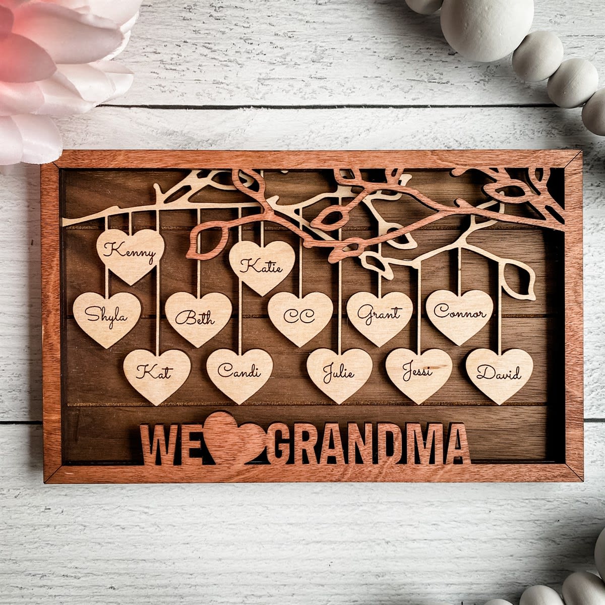 Hanging hearts family frame - A Thrifty Mom - Recipes, Crafts, DIY and more
