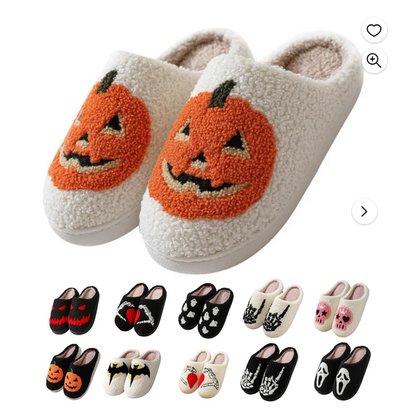 Perfect Soft Plush Comfy Warm Slip-On Halloween Pumpkin Bat Slippers ...