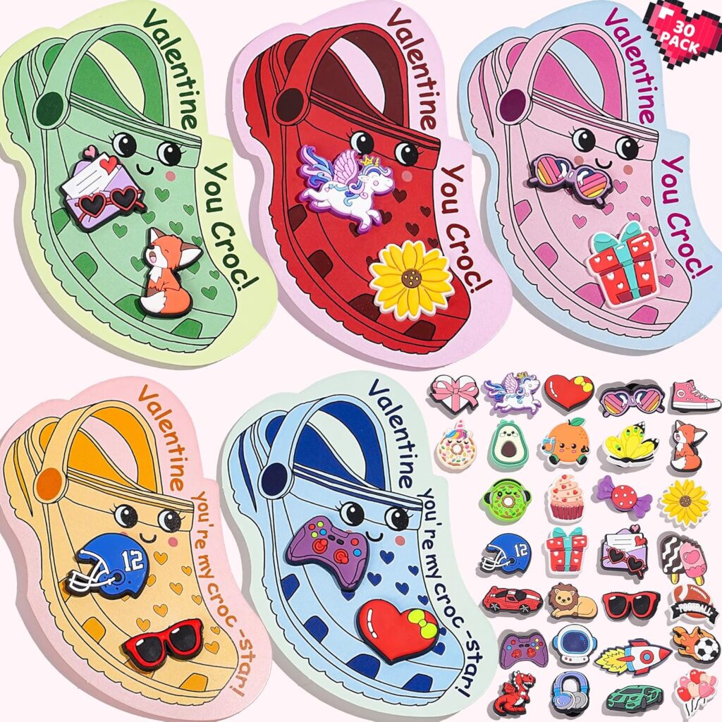 Croc valentines with shoe charms – A Thrifty Mom